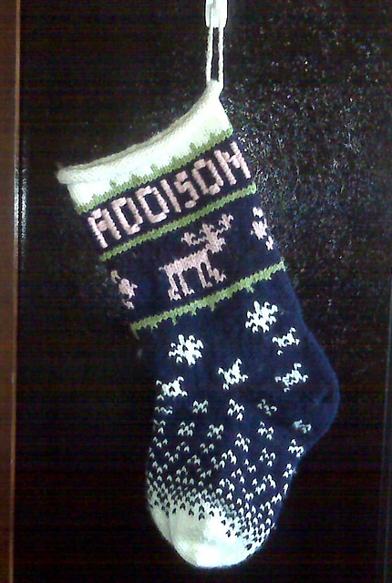 Ravelry: Falling Snowflakes Stocking pattern by Hilary Hues