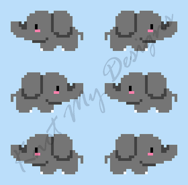 Ravelry: C2C Baby Elephants Parade Blanket Graph pattern by Apeksha Prasad