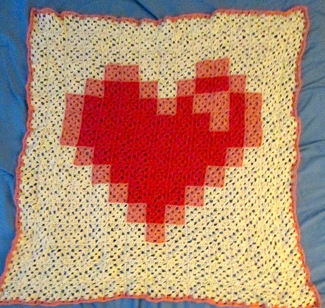 Ravelry: Geek Girl Heart Pixel Blanket pattern by Assunta Cicalese