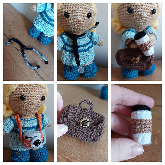 Ravelry: Weebee Doll - Stethoscope, Camera, Satchel & Cup pattern by Laura Tegg