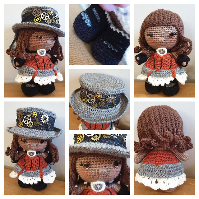 Ravelry: Weebee Doll - Steampunk Hair Cap & Outfit pattern by Laura Tegg