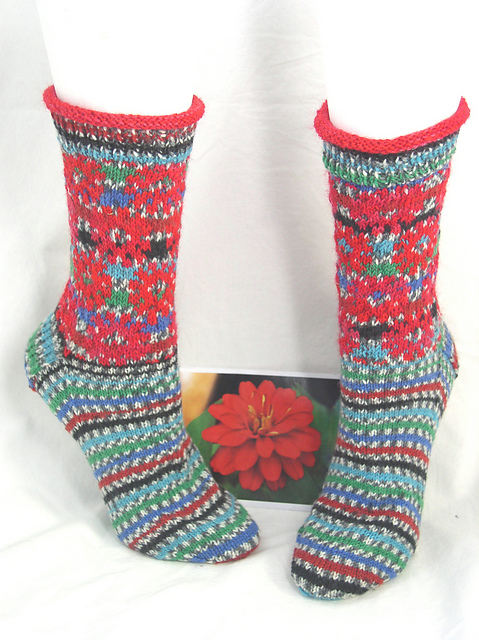 Ravelry: Zinnias Socks pattern by Lorraine Ehrlinger