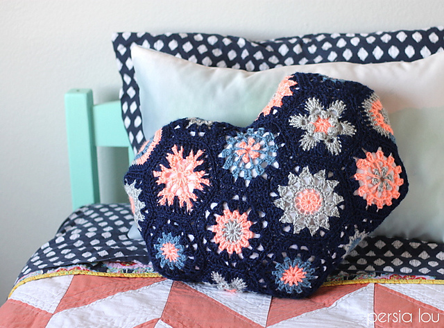 Ravelry: Heart-Shaped Hexagon Pillow pattern by Alexis Middleton