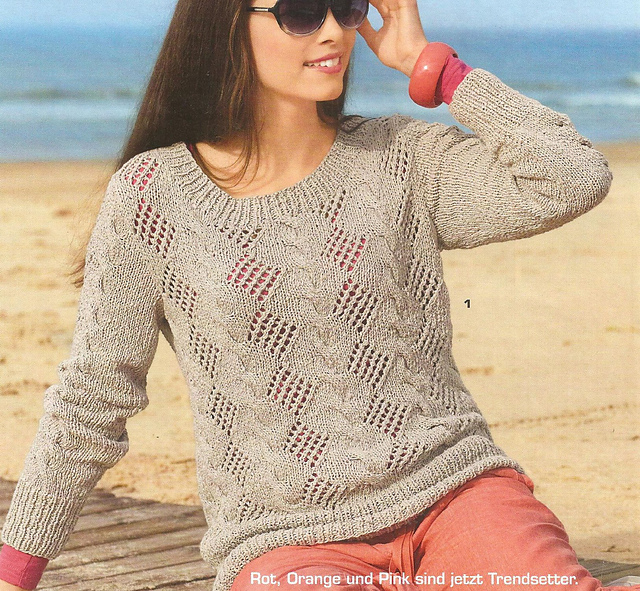 Ravelry: # 01 Pulli im Zopf-Lochmuster pattern by Petra Bäck
