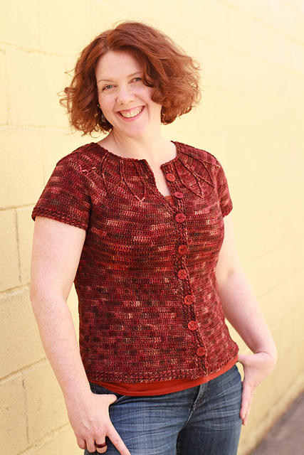 Ravelry: Piped Petals Cardigan pattern by Linda Permann