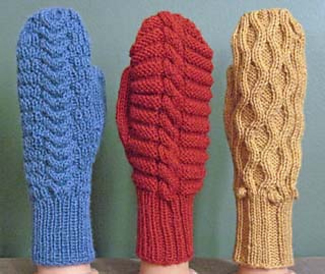 Ravelry: Cabled Mitten Trio (AC-021) pattern by Lisa Carnahan