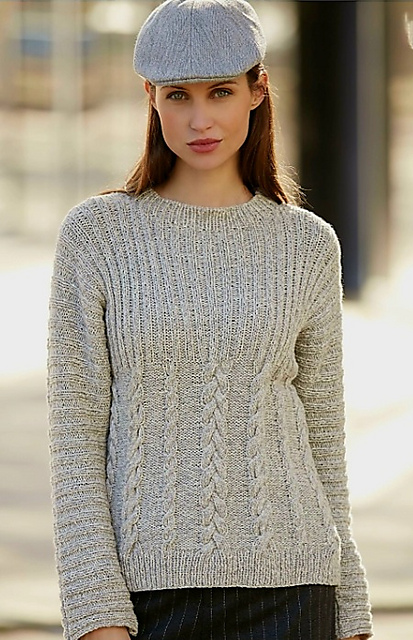 Ravelry: Cable Jumper (Pull gris) pattern by Fil Katia