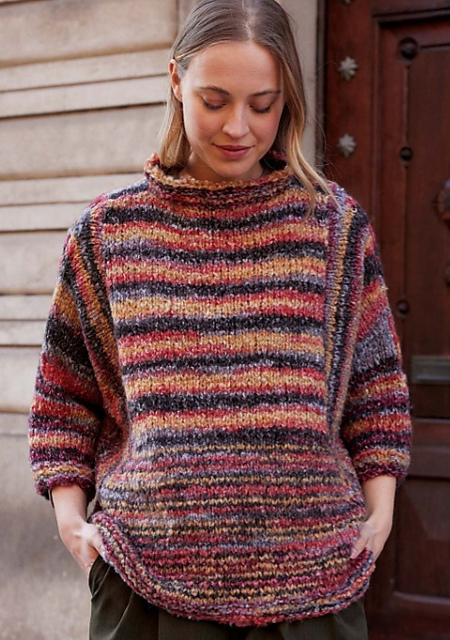 Ravelry: Bateau Neckline Boxy Sweater (Pull) pattern by Fil Katia