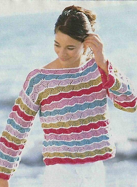 Ravelry: # 04 Wave Pattern Sweater in Coloured Stripes pattern by ...
