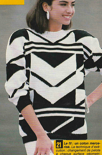 Ravelry: # 21 Pull noir et blanc pattern by Sandra Magazine