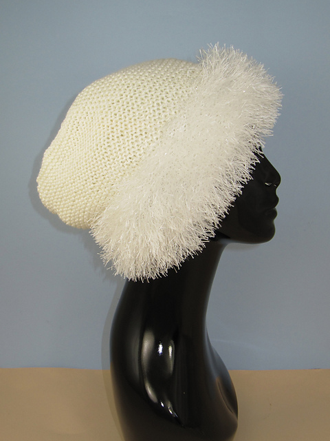 Ravelry: Faux Fun Fur Trim Garter Stitch Slouch Hat pattern by ...