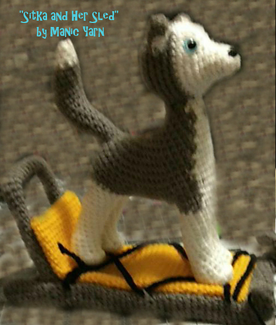 Ravelry: Sitka the Sled Dog and her Sled pattern by Manic Yarn