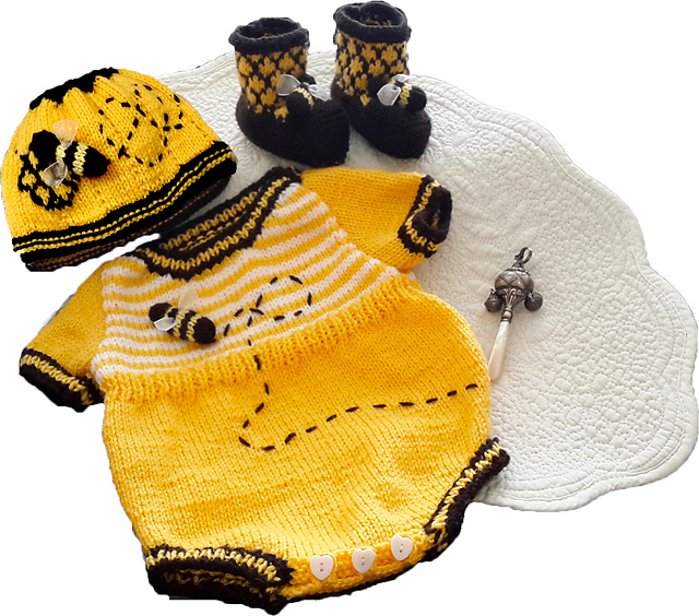 Ravelry: Honey Bee Baby Romper set pattern by Marcelline Simonotti