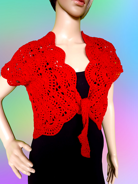 Ravelry: easy red shell bolero pattern by Marina Zvirgzdina