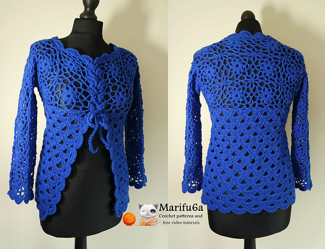 Ravelry: flower jacket pattern by marifu6a