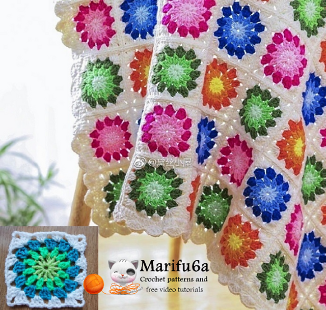 Ravelry: easy multi colored blanket pattern by Marina Zvirgzdina