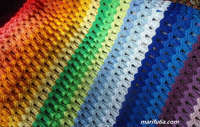 Ravelry: rainbow easy colorful ripple afghan pattern by Marina Zvirgzdina