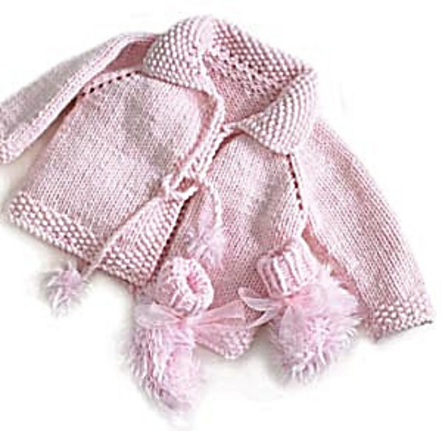 Ravelry: Pretty in Pink Knit Jacket and Booties pattern by Lion Brand Yarn