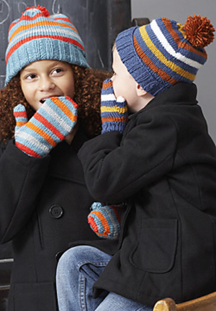 Ravelry: Striped Basic Hat & Mittens 4 Needles (Mittens) pattern by Patons