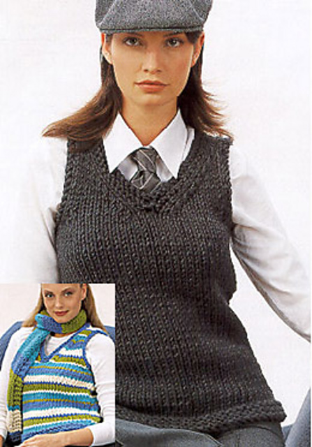 Ravelry: Bella Vests and Scarf pattern by Patons