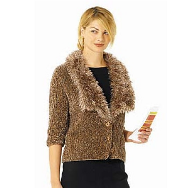 Ravelry: Fur Trimmed Jacket #40432 pattern by Lion Brand Yarn