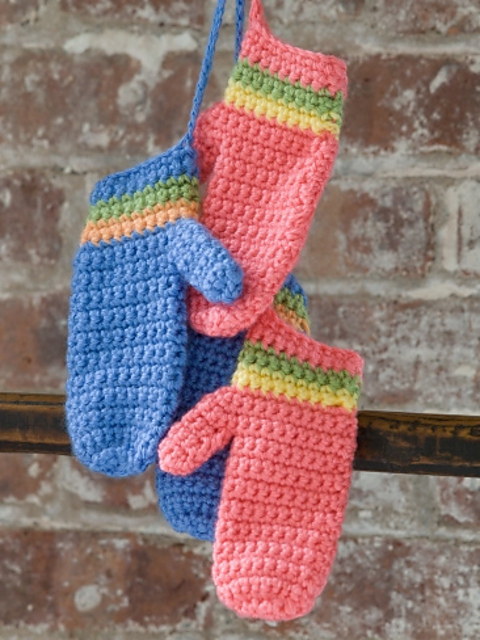 Ravelry: Crochet Striped Mittens pattern by Caron Design Team