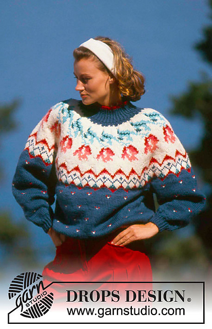 Ravelry: 19-4 jumper with flower pattern pattern by DROPS design