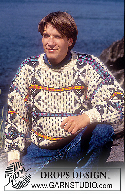 Ravelry: 28-14 Men’s jumper with geometrical pattern pattern by DROPS ...
