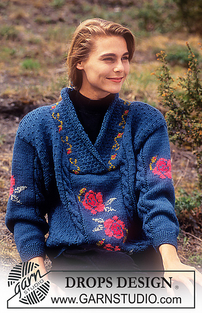 Ravelry: 28-21 Jumper with roses pattern by DROPS design