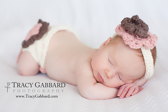 Ravelry: Layered Flower Diaper Cover and Headband Set Pattern pattern ...