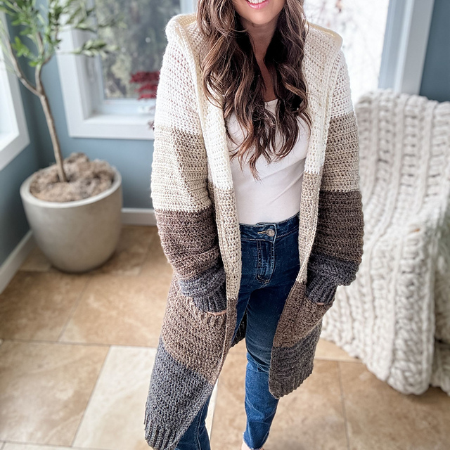 Ravelry: Hooded Colour Block Cardigan pattern by MJ's Off The Hook Designs