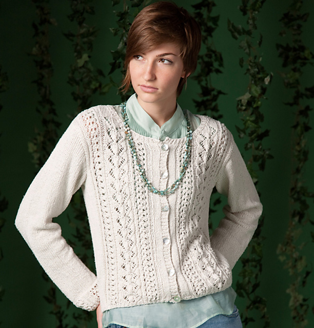 Ravelry: Lace Panel Cardigan pattern by Barbara Khouri
