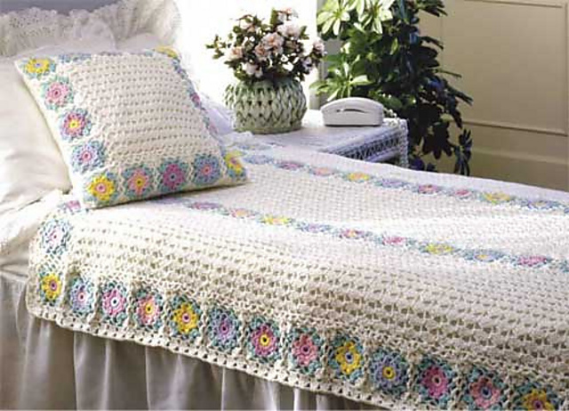 Ravelry: Pastel Flower Afghan & Pillow pattern by Marie Jones