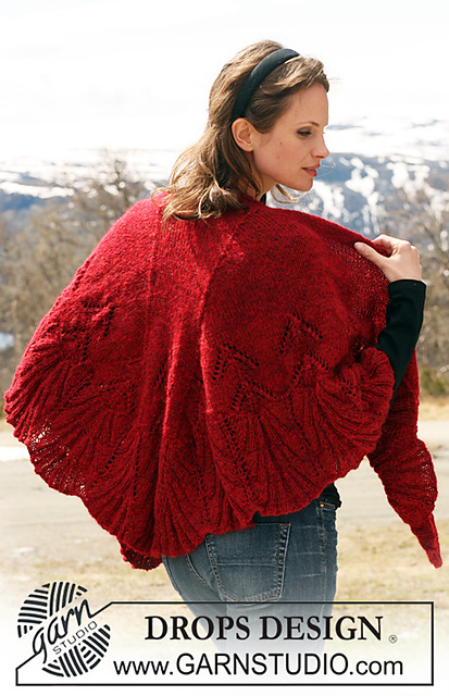 Ravelry: 114-37 Knitted shawl with lace pattern pattern by DROPS design