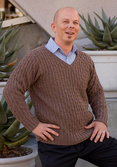 Ravelry: Man's Textured V-Neck Pullover pattern by Melissa Leapman