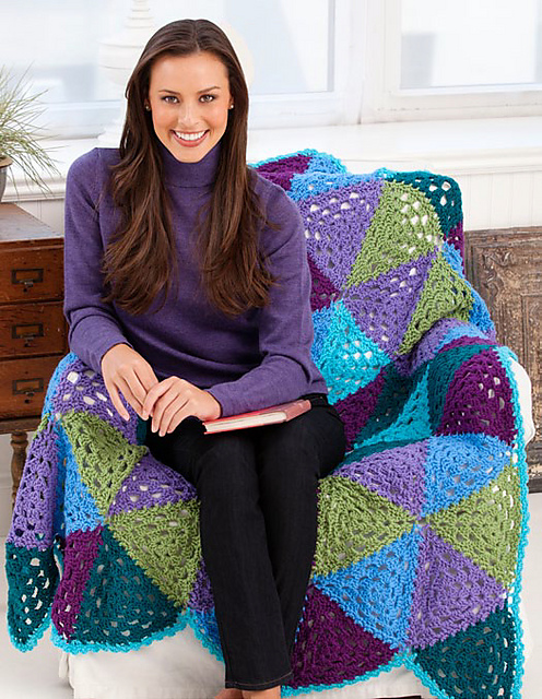 Ravelry: Vibrant Granny Triangles Throw pattern by Katherine Eng