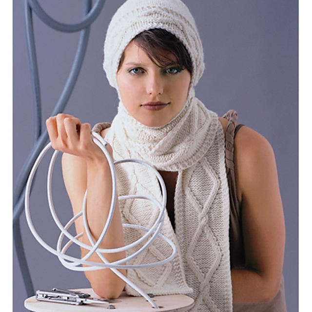 Ravelry: #01 Cabled Hat with Scarf pattern by Linda Cyr