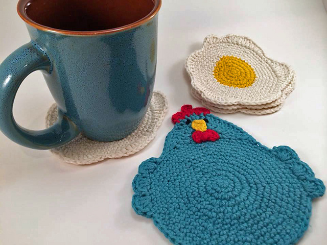 Ravelry: "Chicken or the Egg? Coaster Set" pattern by Sarah Moss