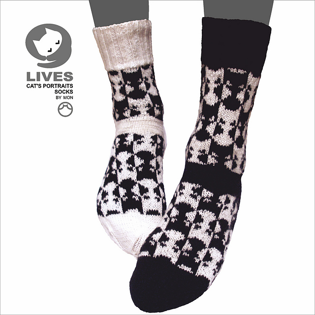 Ravelry: 9 Lives: socks Cat's Portraits pattern by Oksana Kiseleva