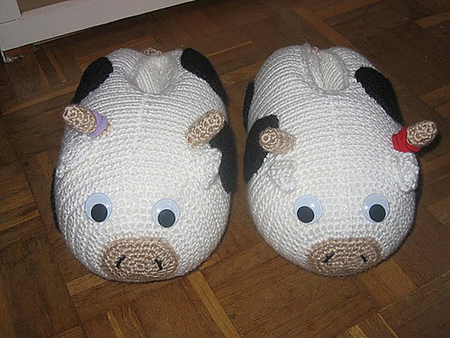 Ravelry: Barnyard Cow Slippers pattern by Bernat Design Studio