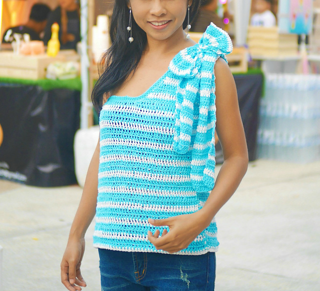 Ravelry: easy one shoulder summer top pattern by jennyandteddy