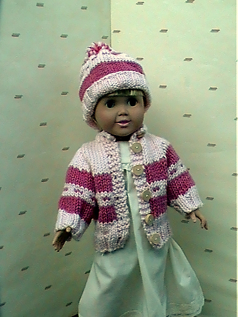 Ravelry: 015 18" Doll-Cardigan with long sleeves and stripes, matching ...