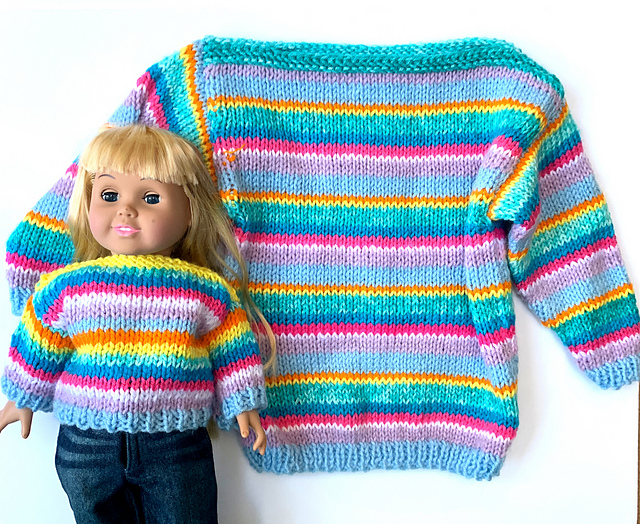 Ravelry: Dolly and Me Sweater Duo pattern by Frugal Knitting Haus