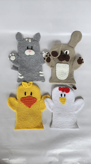 Ravelry: Hand Puppets - Farm 2 - Dog, Cat, Duck, Chicken pattern by ...