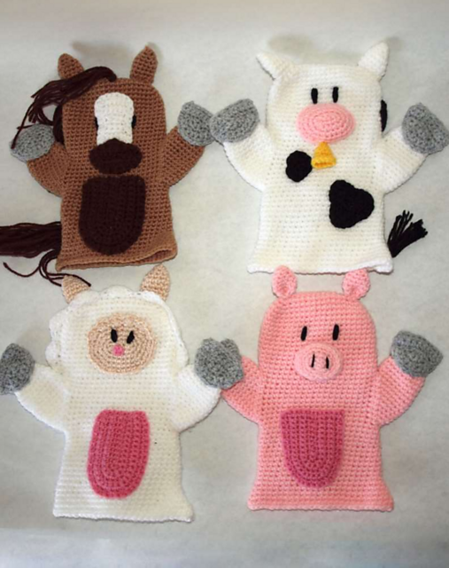 Ravelry: Hand Puppets - Farm #1 - Horse, Cow, Sheep, Pig pattern by ...