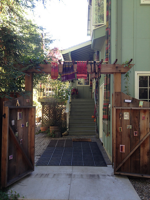 Ravelry: nickolena's saori weaving banner installation 2012