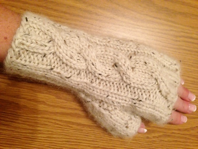 Ravelry: Chunky Cabled Fingerless Wristers pattern by Nancy Wynn