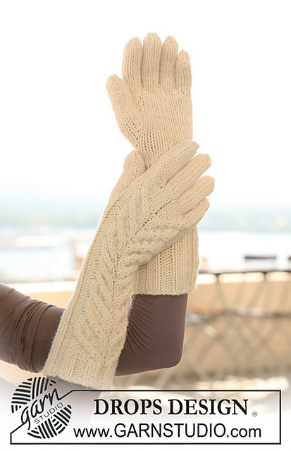 Ravelry: 123-21 Long gloves with cables pattern by DROPS design