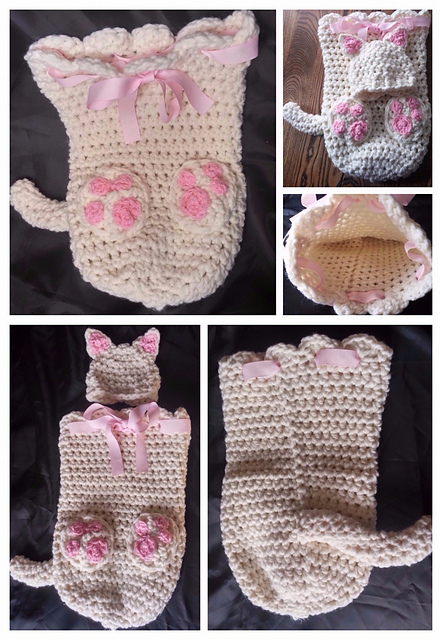Ravelry: Cat newborn cocoon and hat pattern by Lady Loves Crafts