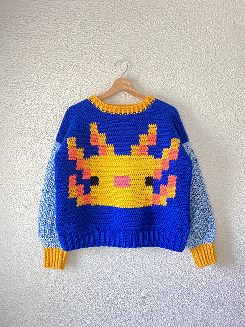 Ravelry: Pixel Axolotl Sweater pattern by Ariana Berkebile